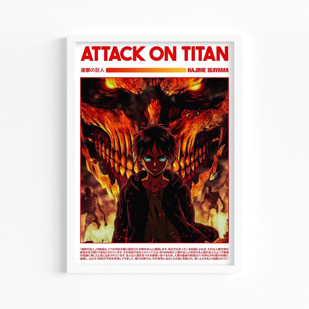 Attack on Titan Poster, AOT White Anime Digital Poster, Anime Gifts ...