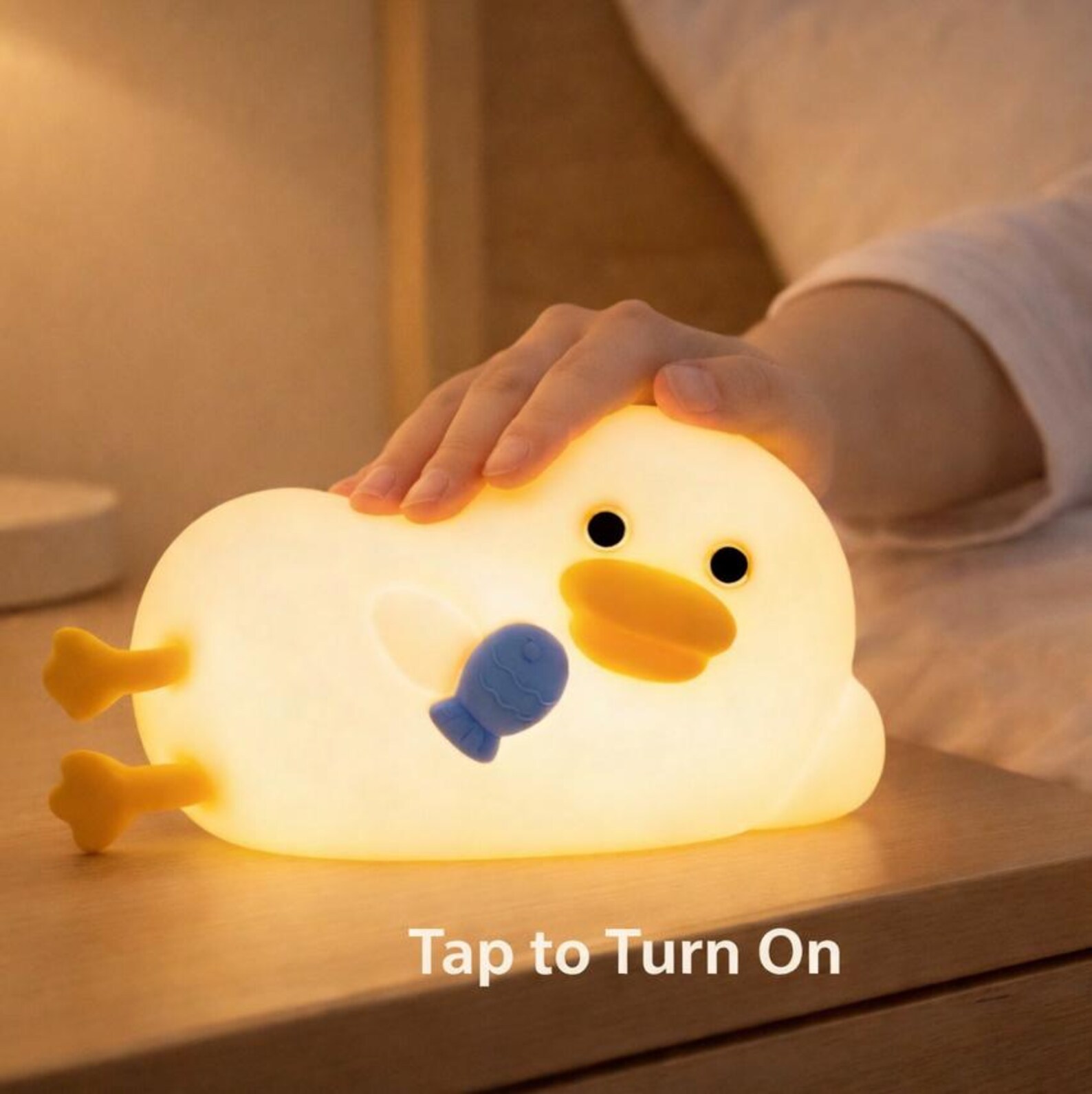 Lay Flat Duck Night Light – Tap Control Silicone LED Lamp for Kids ...
