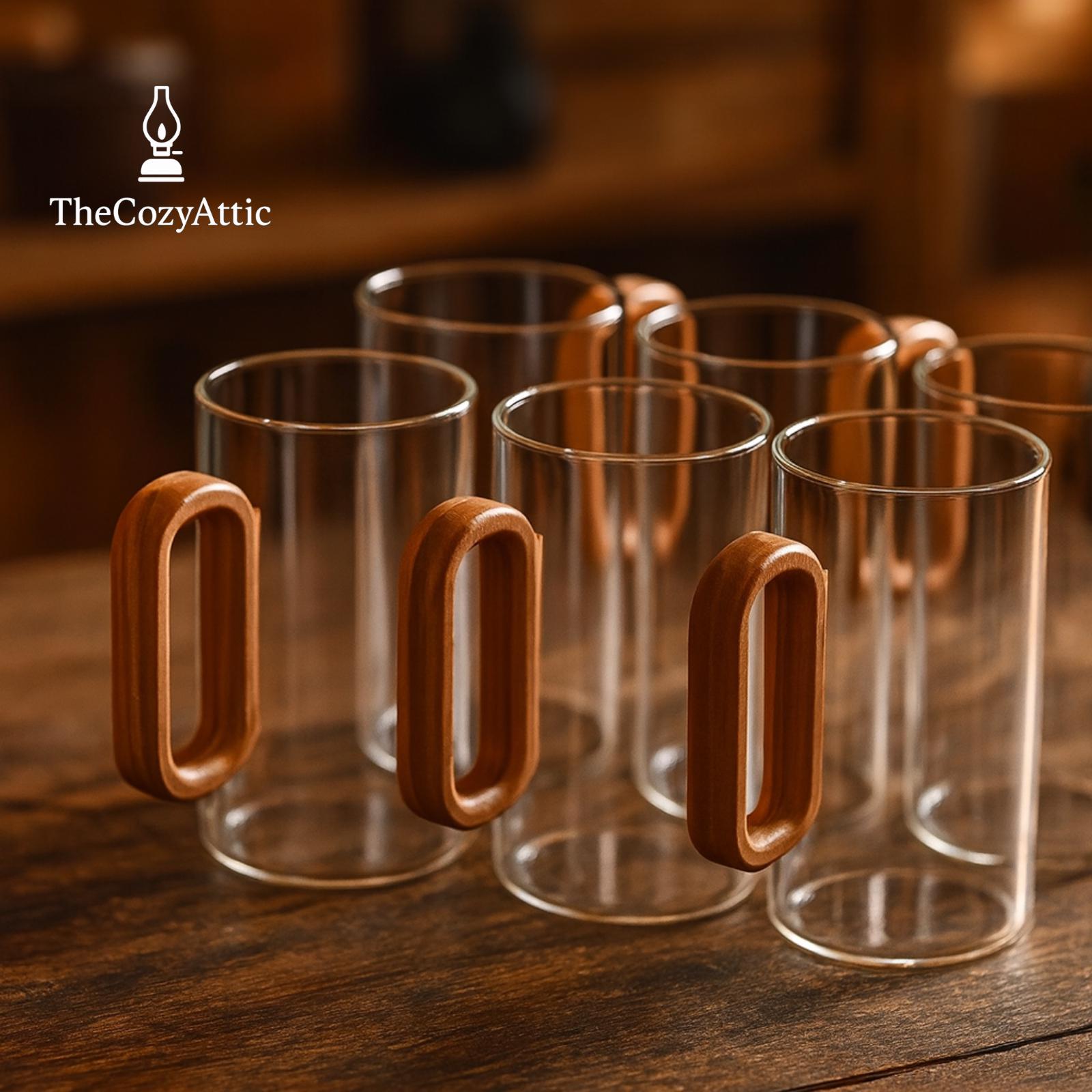 Modern Glass Coffee Mugs With Metal Handles – Minimalist Clear & Dark ...