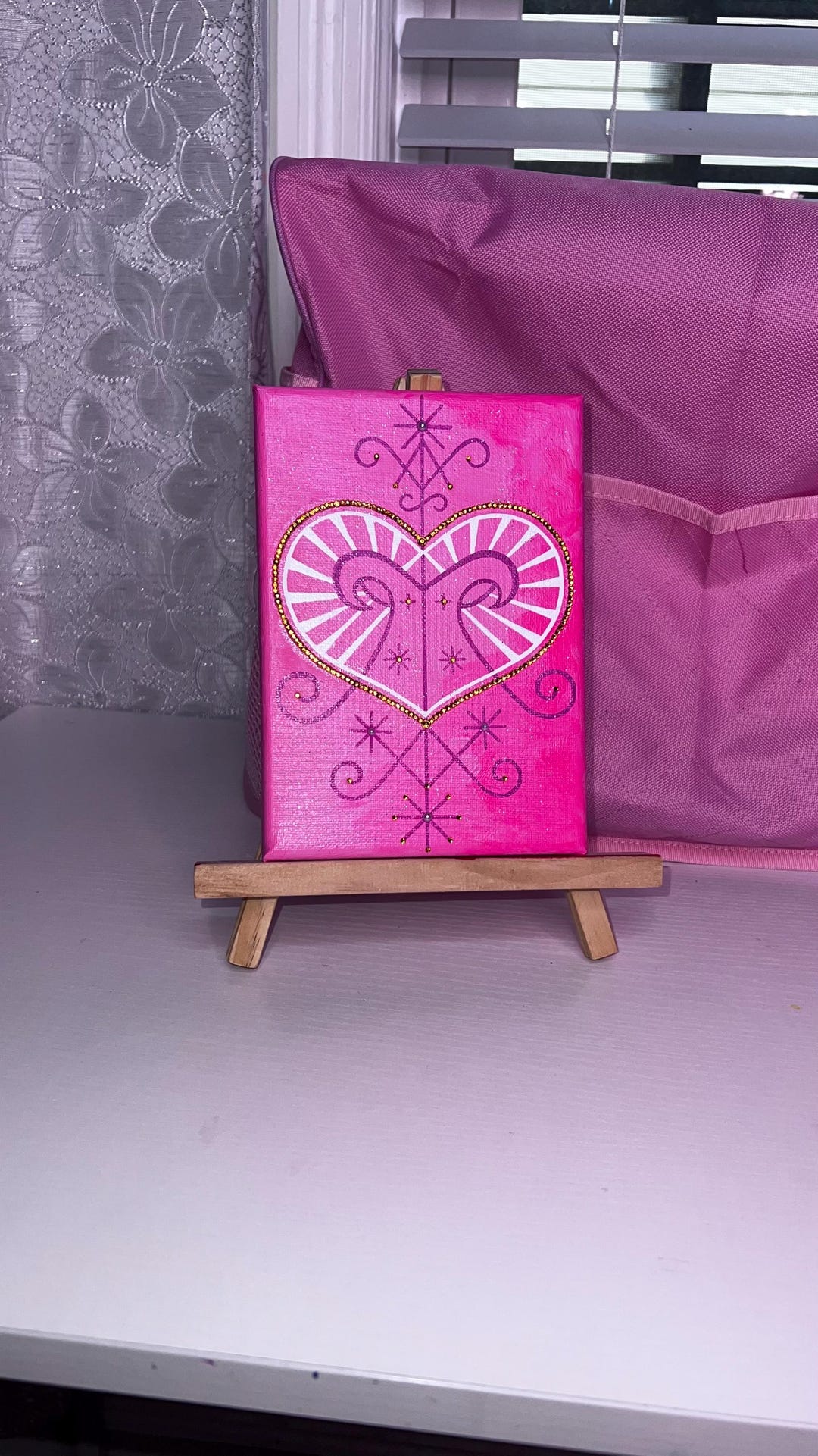 Erzulie Freda Vèvè Art | Coeur spirituel haïtien | Tableau Déesse rose ...