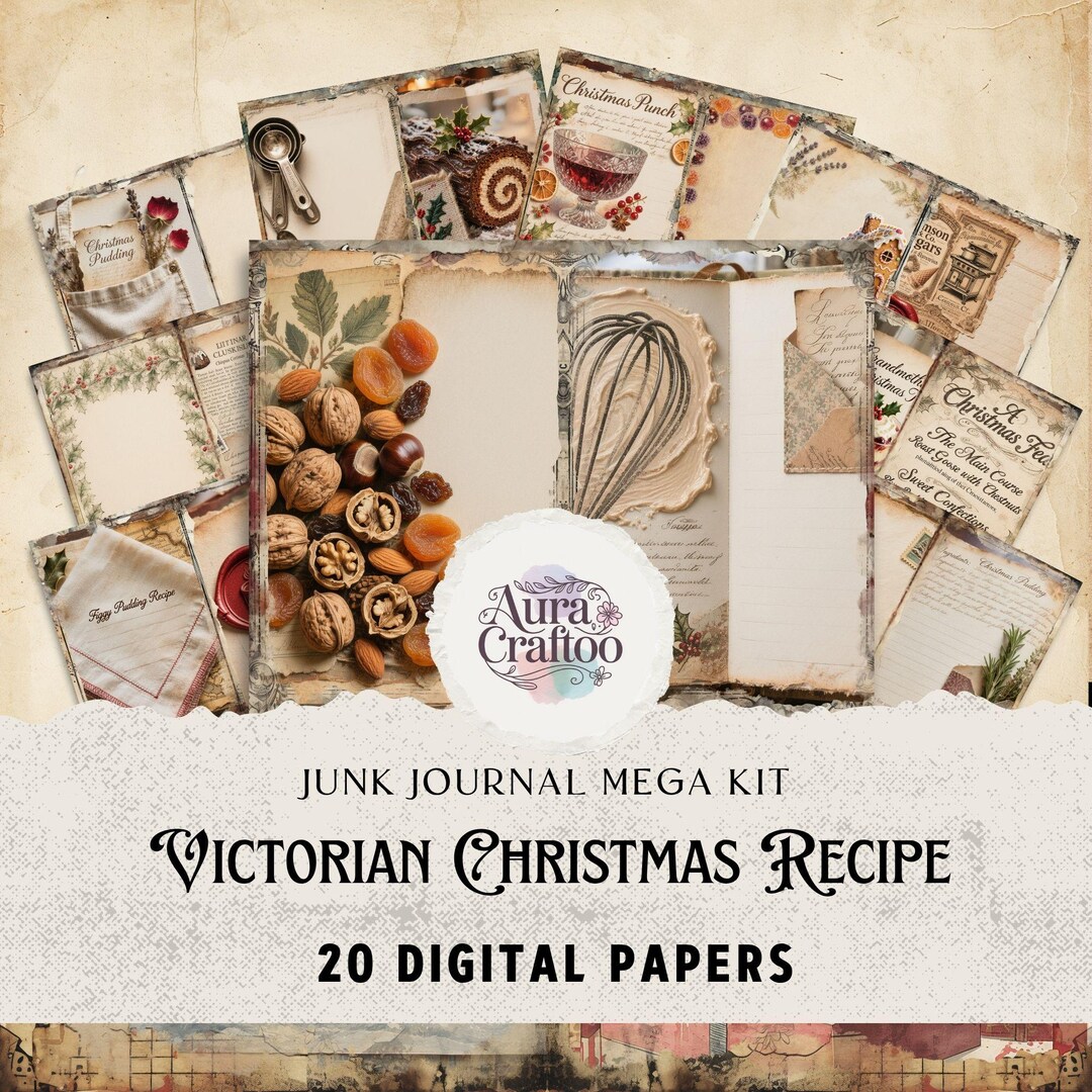 Victorian Christmas Recipe Junk Journal Kit Vintage Holiday Cooking ...