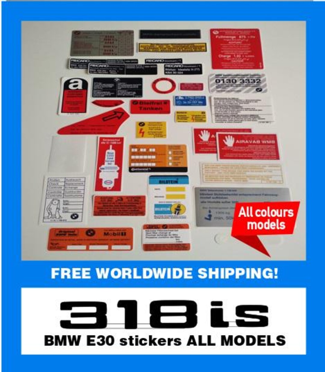 BMW Set of Stickers E30 318is M3 325i 320i Please Check Available ...