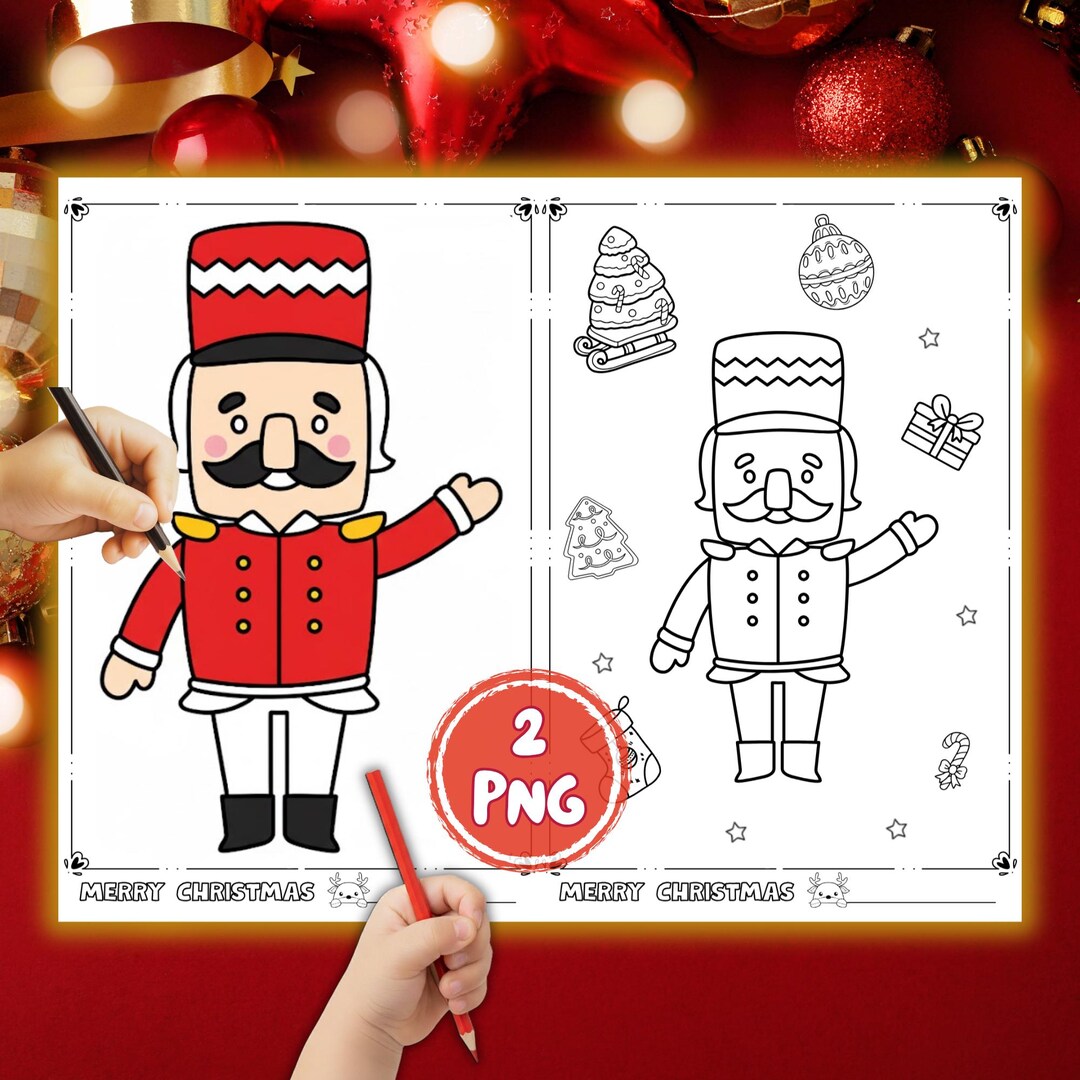 Nutcracker Christmas Coloring Pages: Kids' Activity (2 PNG Instant ...