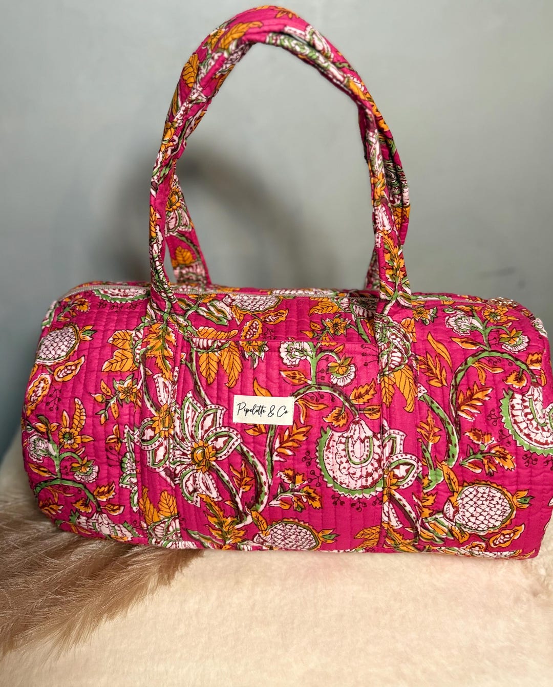 Quilted Weekend Bag in Block Print Fabric – Handcrafted Travel Bag - Etsy