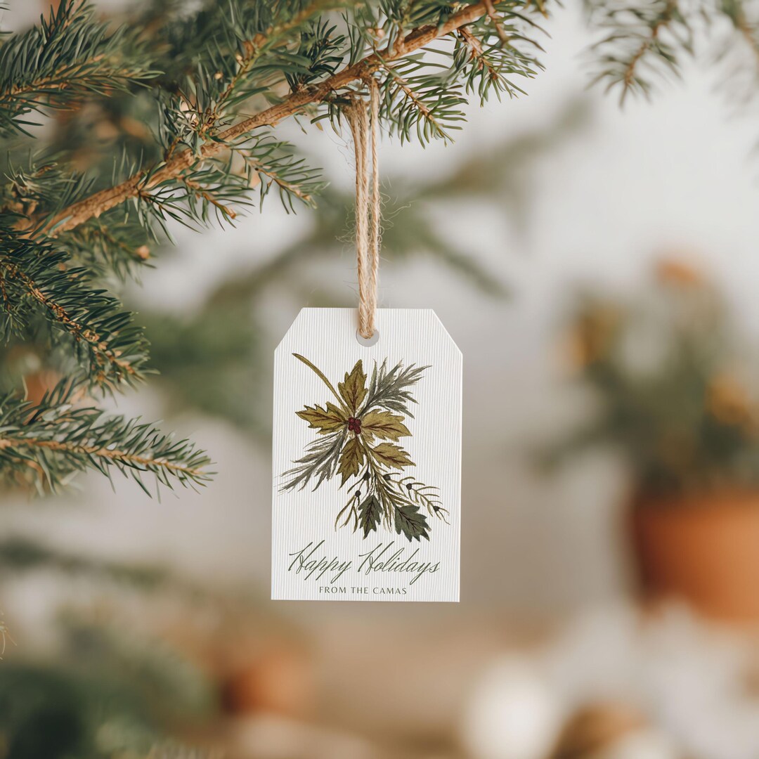 Personalized Christmas Gift Tags Set of 5, Custom Holiday Gift Tag Set ...