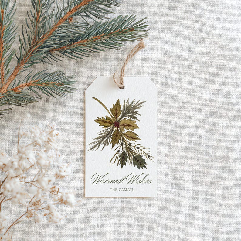Personalized Christmas Gift Tags Set of 5, Custom Holiday Gift Tag Set ...