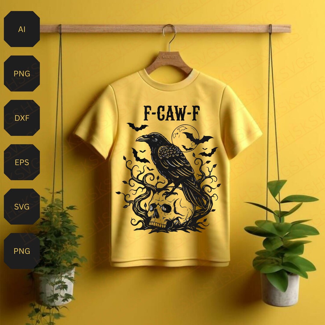 Funny Gothic Raven F-caw-f Design: PNG, SVG, DTF Print (digital ...