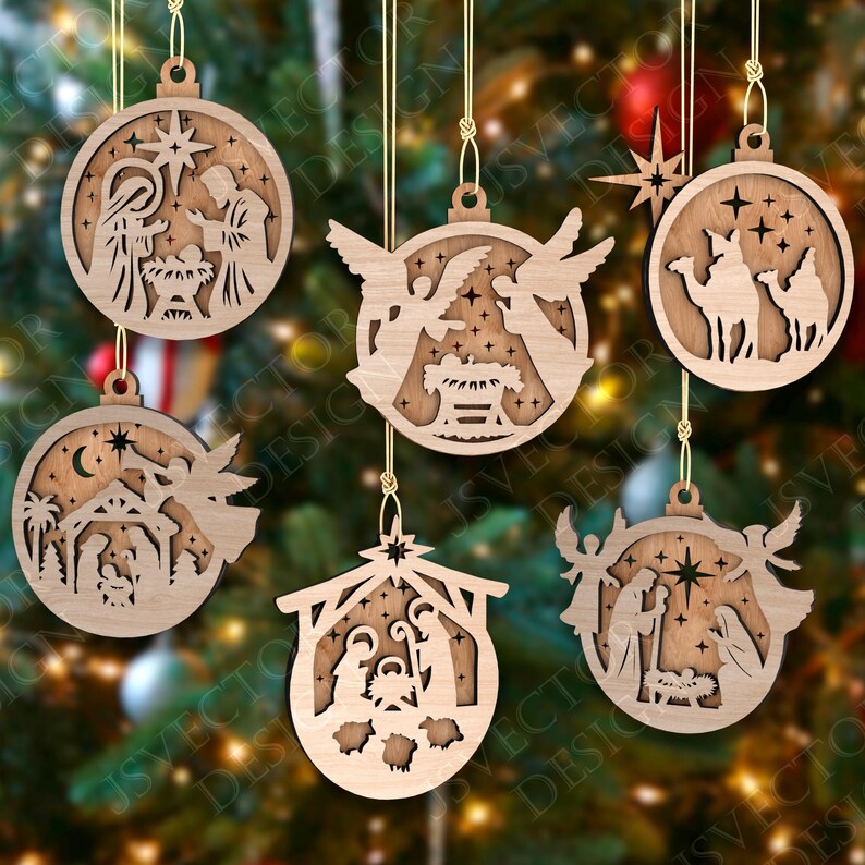 Nativity Ornament SVG Laser Cut File: Layered Wood Christmas Decor ...