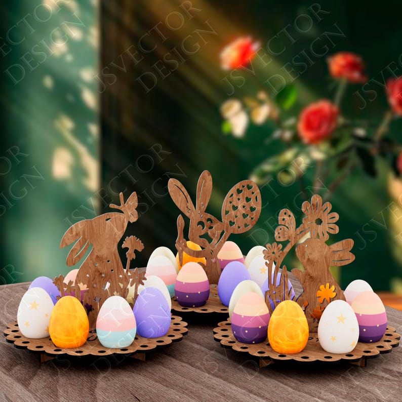 Easter Bunny Egg Holder Set — Laser Cut Files (set of 3) - Etsy UK