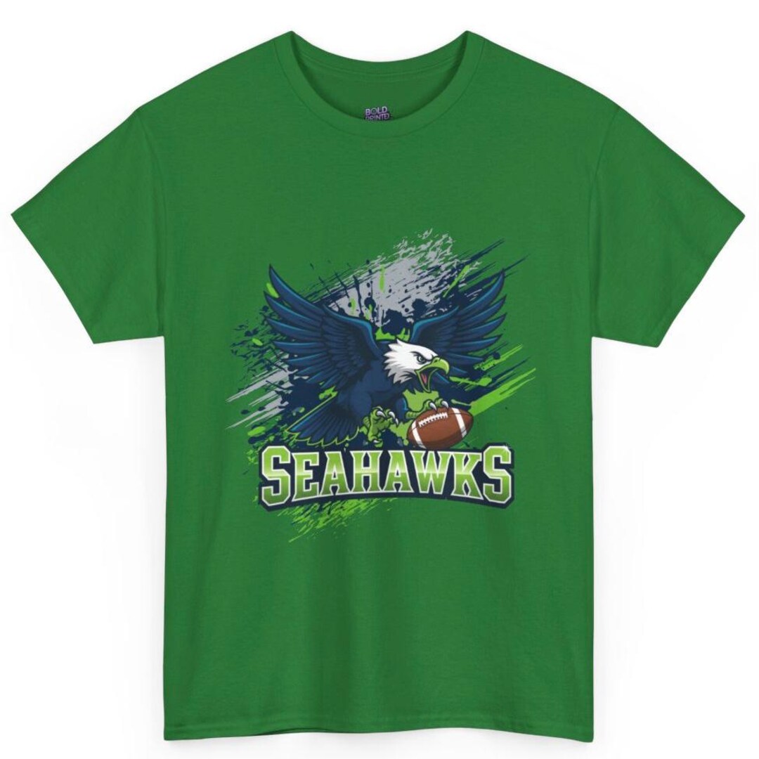 Seahawks Fierce Hawk Football Shirt, Seattle Game Day Tee, Green and ...