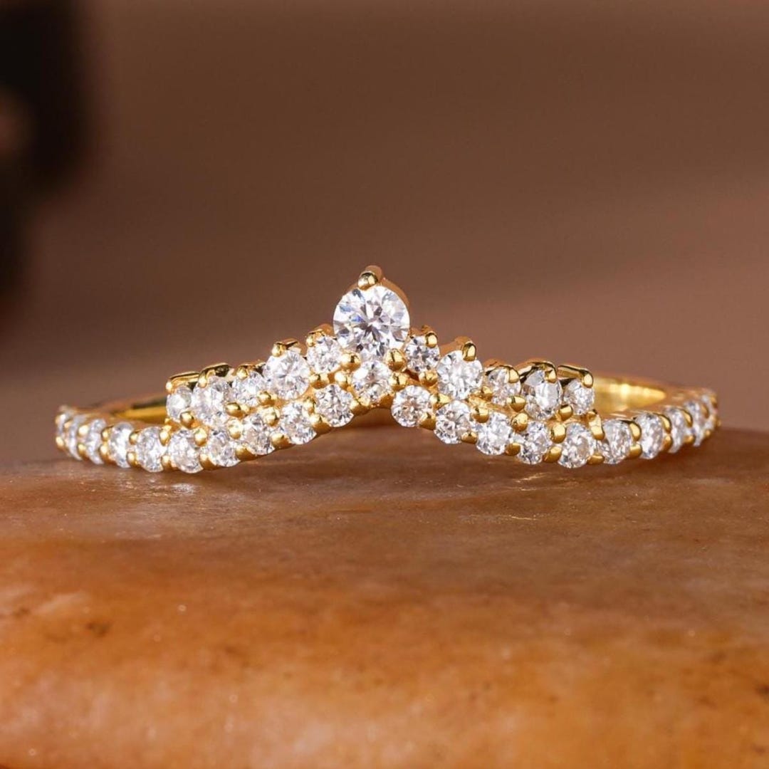 The Diamond Tiara Chevron Stacking Ring - Etsy