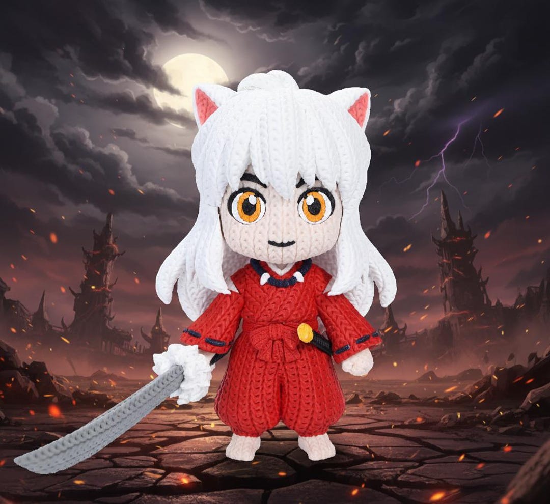 Knitted Design- 3D Printed Inuyasha Character Figure- Unique Display ...