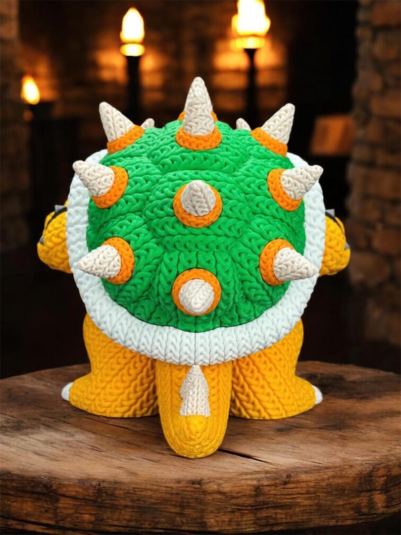 Knitted Design - 3D Printed Bowser - Handmade Unique Display ...