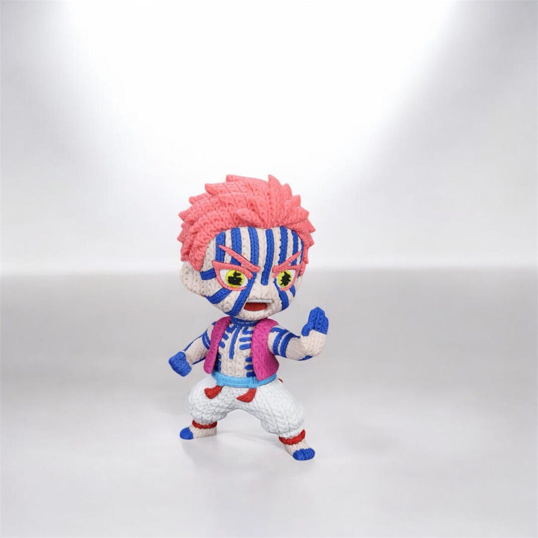 Knitted Design- 3D Printed Akaza Character Figure- Unique Display ...
