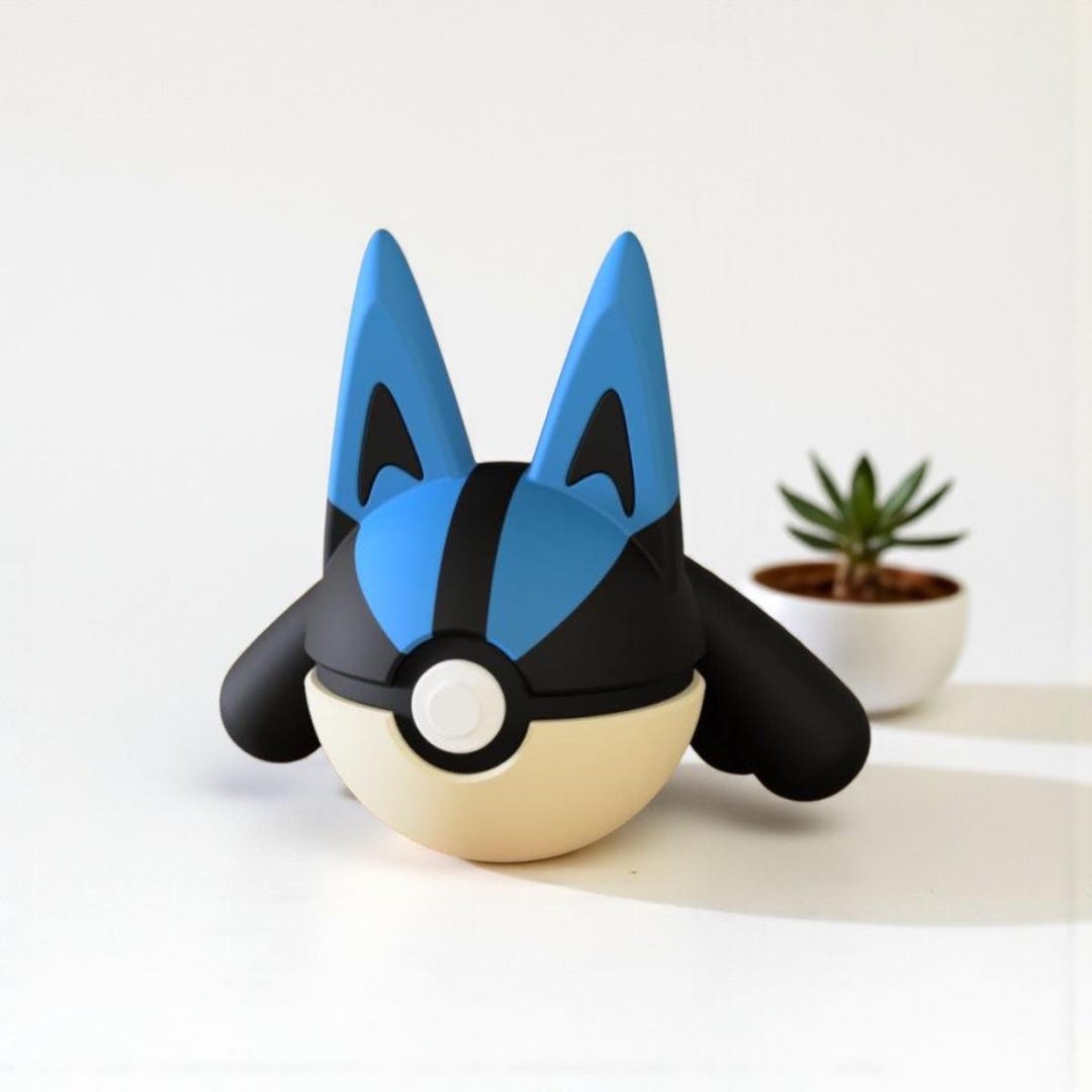Pokemon Character Design- 3D Printed Pokeball- Lucario & Mega Lucario ...