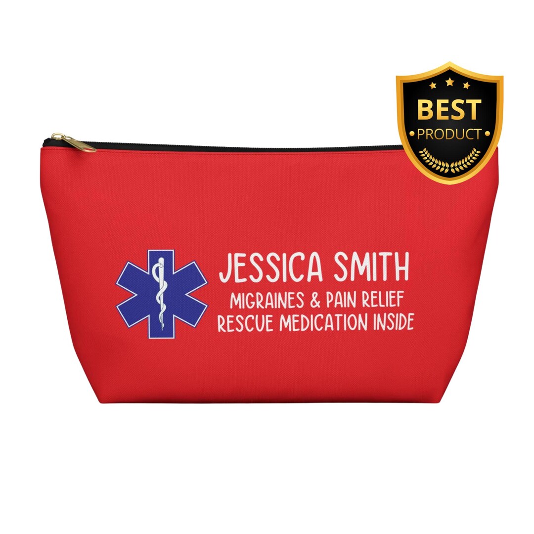 Migraines & Pain Relief Rescue Meds Pouch, Personalized Jessica Smith ...