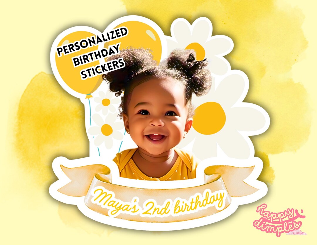 Personalized Birthday Sticker: Custom Party Favor Sticker, Theme ...