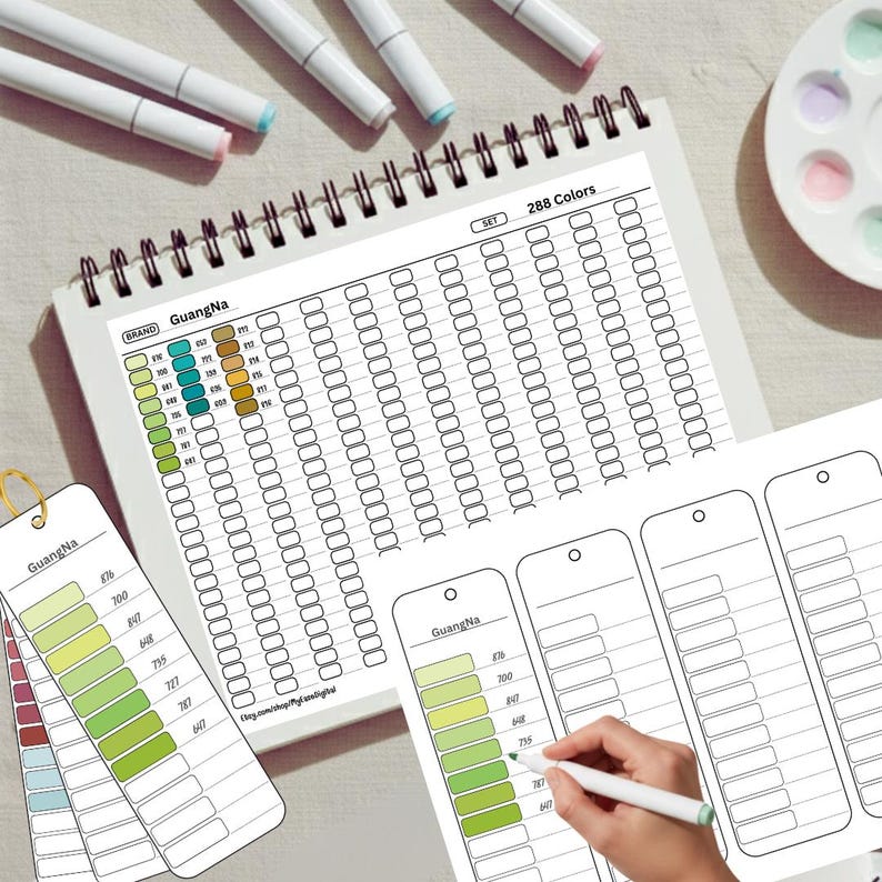 288 Color Marker Swatch Chart Printable | A4 US Letter (PDF) - Etsy Canada