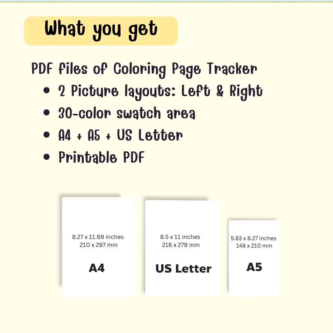 Coloring Page Tracker Printable | Color by Number Tracker | 30 Color ...