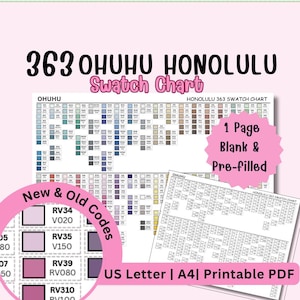 Ohuhu 363 Swatch Sheet - Etsy