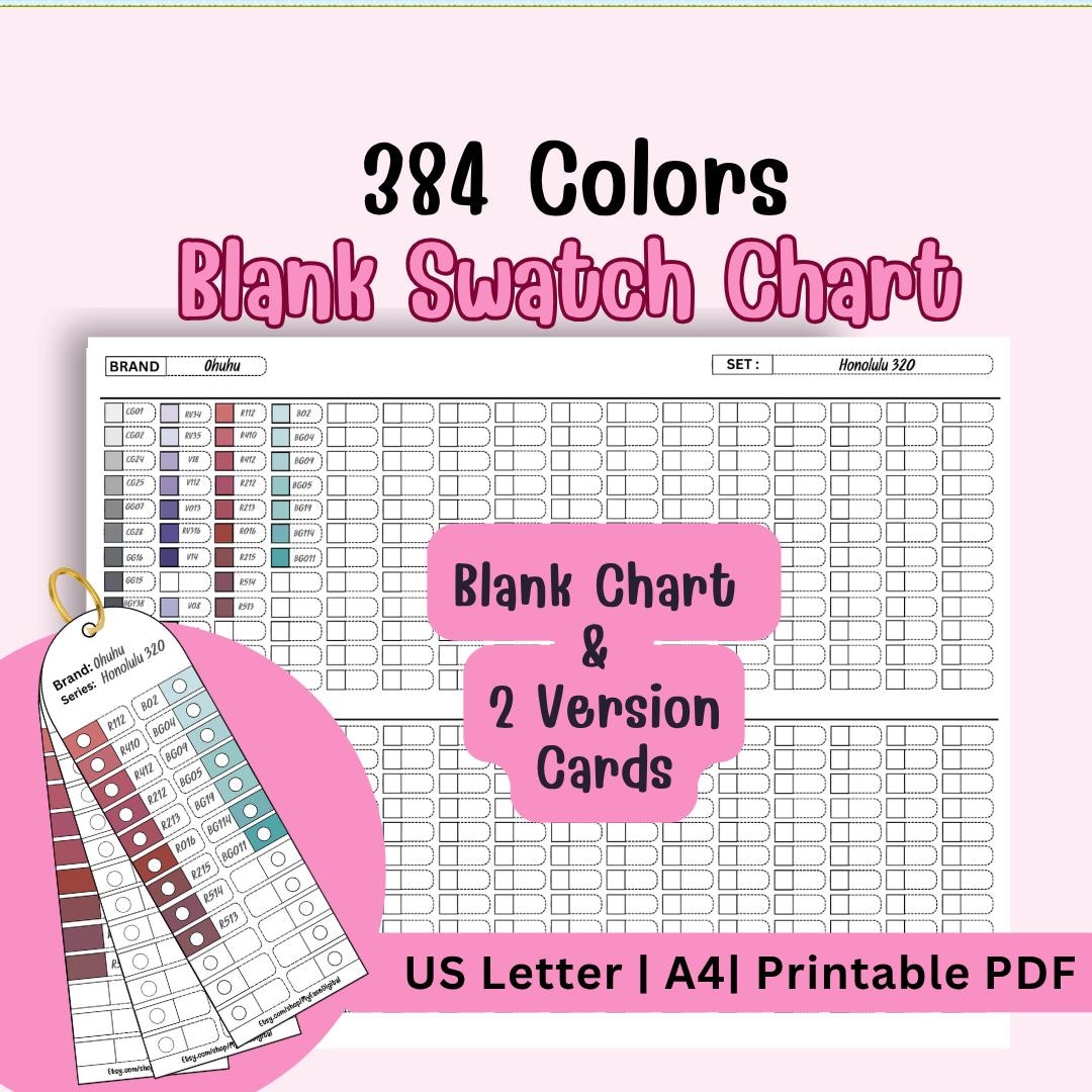 Blank Swatch Chart Printable | 384 Color Marker Swatch Template ...