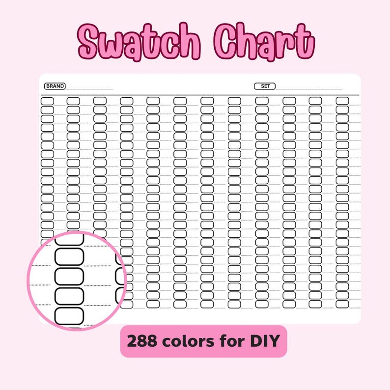 288 Color Marker Swatch Chart Printable | A4 US Letter (PDF) - Etsy Canada