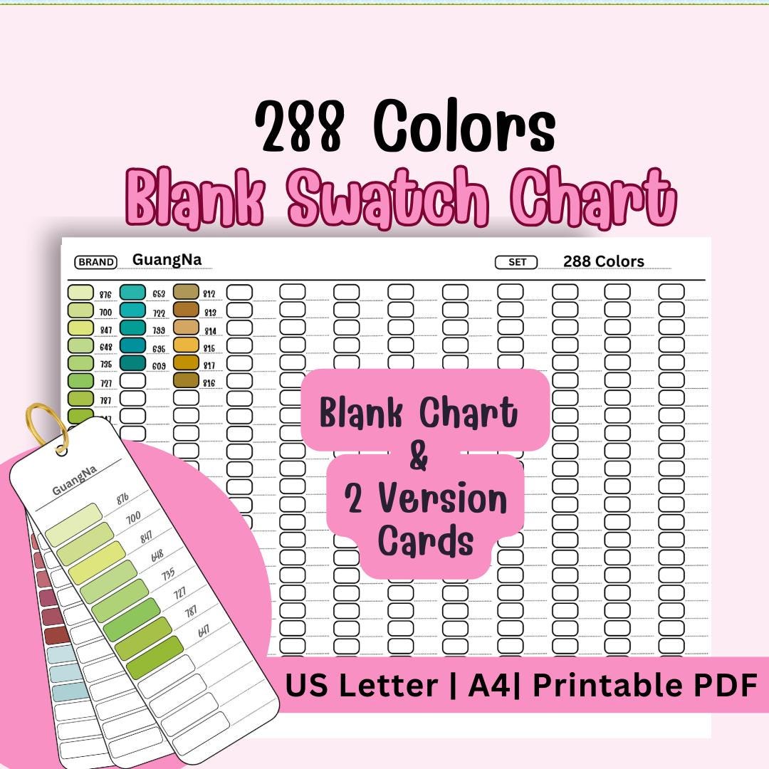 288 Color Marker Swatch Chart Printable | A4 US Letter (PDF) - Etsy