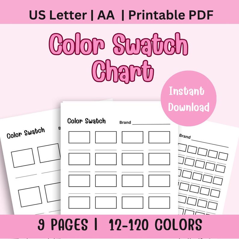 Printable Color Swatch Chart| 9 Printable Marker & Pencil Swatch Pages ...