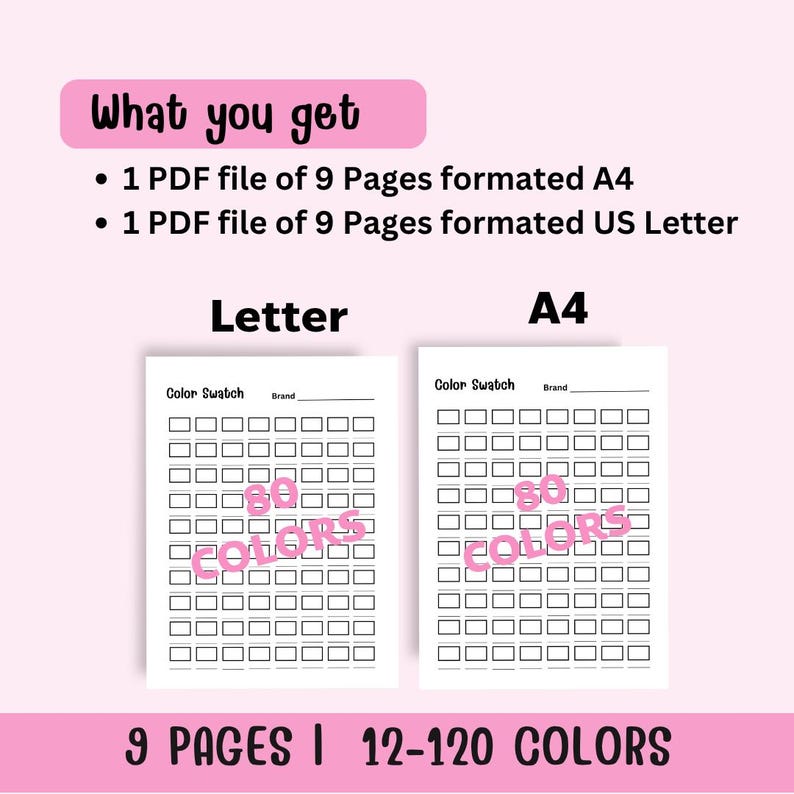 Printable Color Swatch Chart| 9 Printable Marker & Pencil Swatch Pages ...