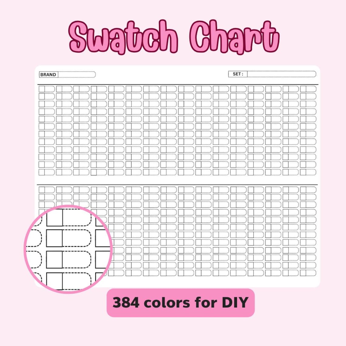 Blank Swatch Chart Printable | 384 Color Marker Swatch Template ...