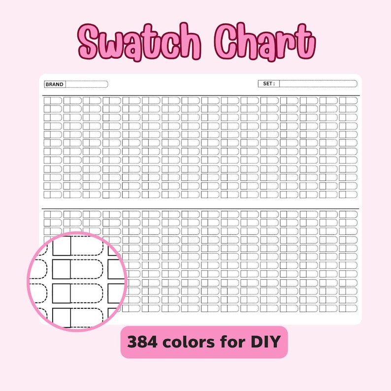 Blank Swatch Chart Printable | 384 Color Marker Swatch Template ...