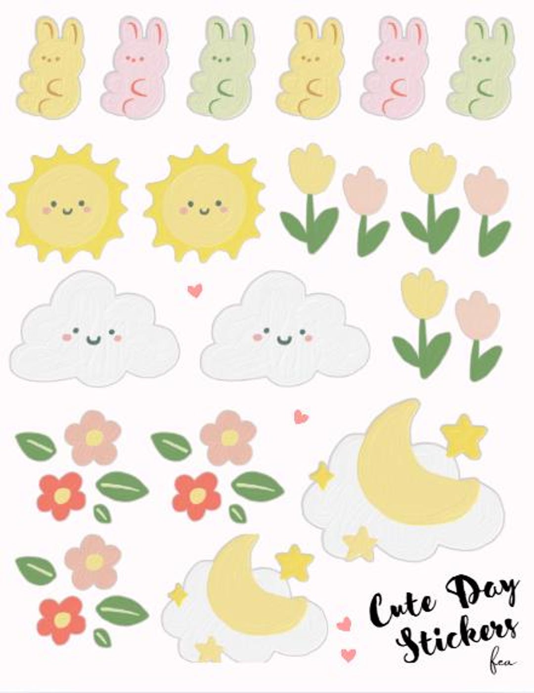 Cute Day Stickers Template for Printing - Etsy