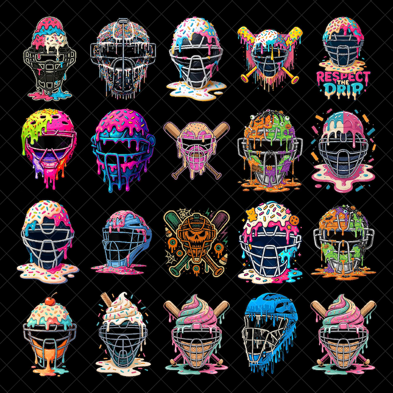 Ice Cream Drip Catcher Mask PNG Bundle, Baseball Softball Catcher ...