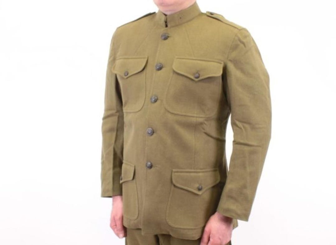 WWI Inspired Brown Wool Uniform: US Army Tunic & Breeches Cosplay ...