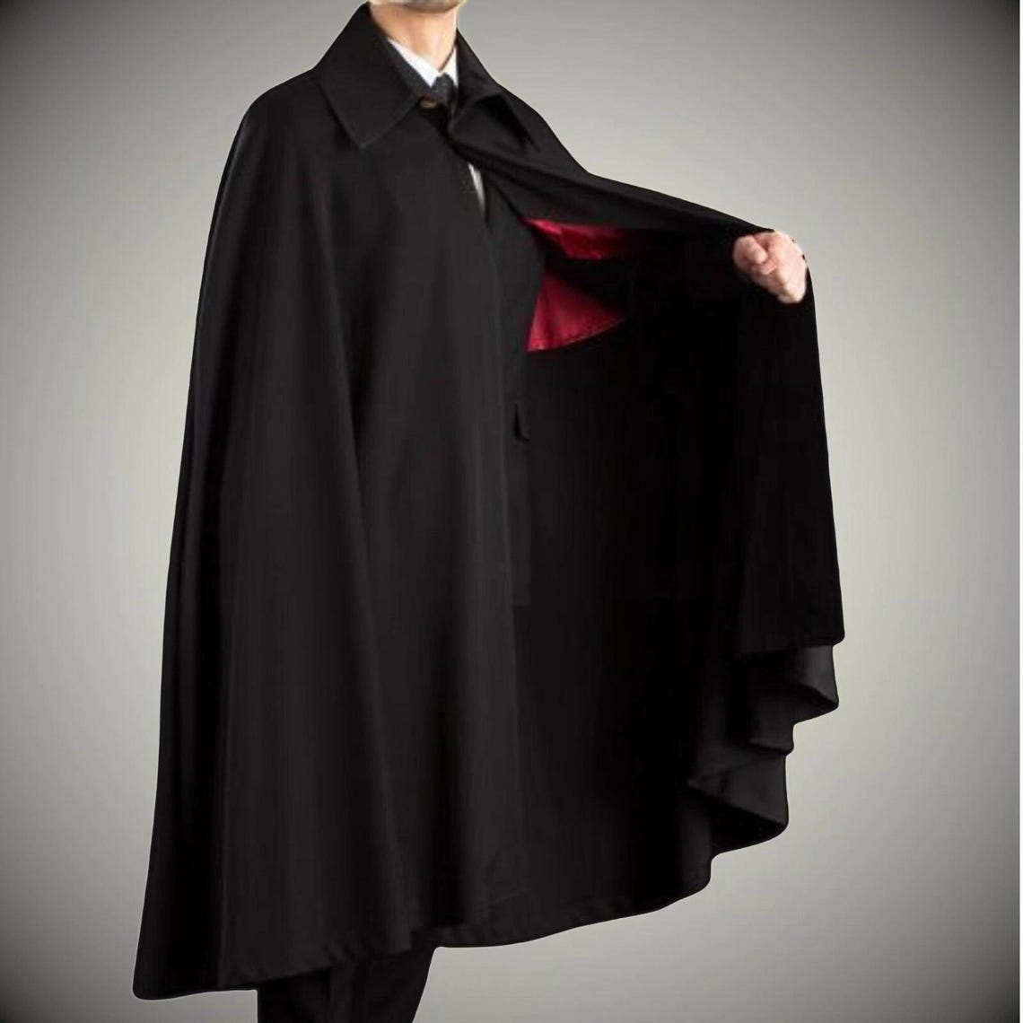 Men's Black Wool Medieval Style Cloak, Formal Black Cape Coat - Etsy