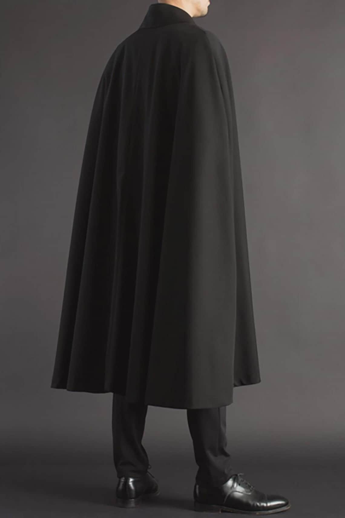 Men's Black Wool Medieval Style Cloak, Formal Black Cape Coat - Etsy