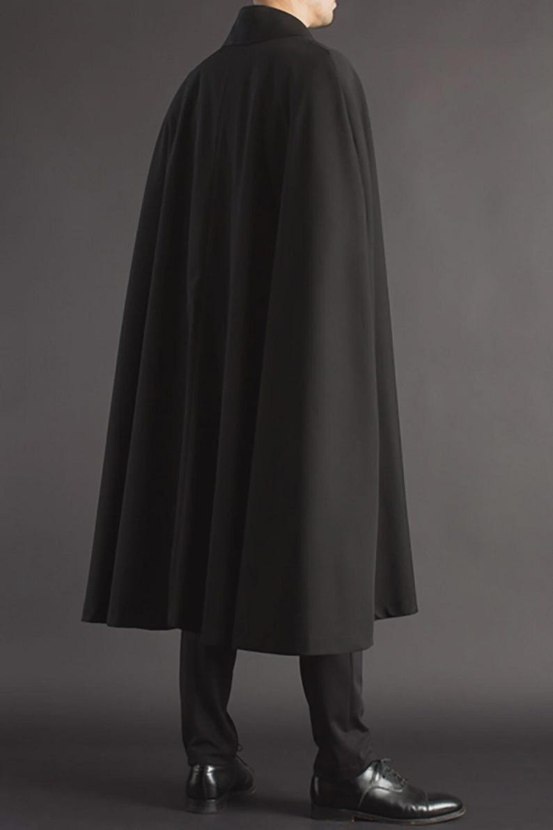 Men's Black Wool Medieval Style Cloak, Formal Black Cape Coat - Etsy