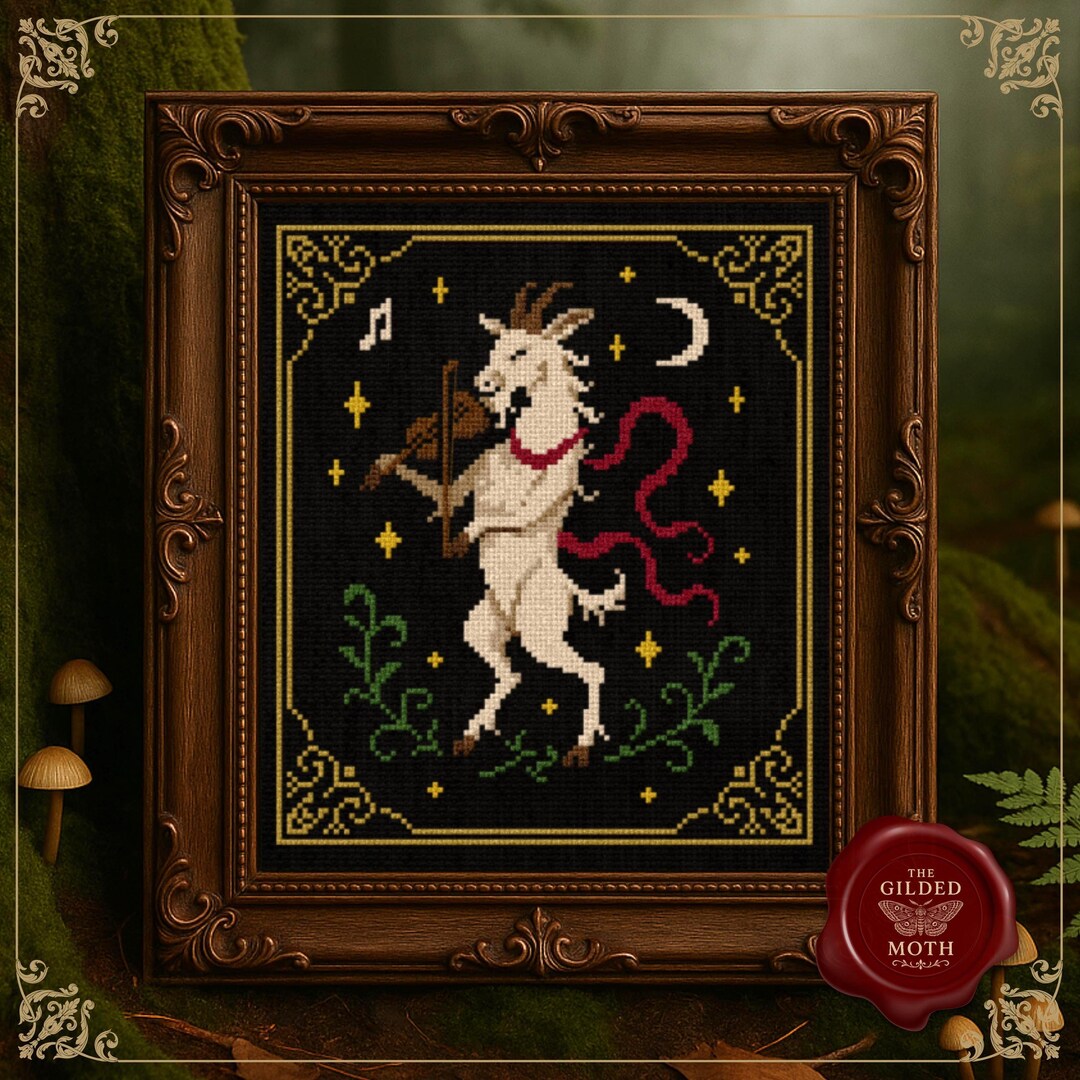 Medieval Goat Musician Cross Stitch Pattern • Gothic Fantasy Tapestry ...