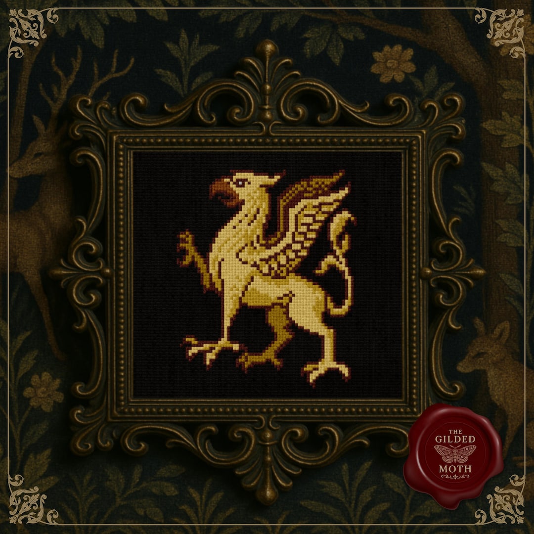 Medieval Griffin Cross Stitch Pattern • Gothic Gryphon Embroidery ...