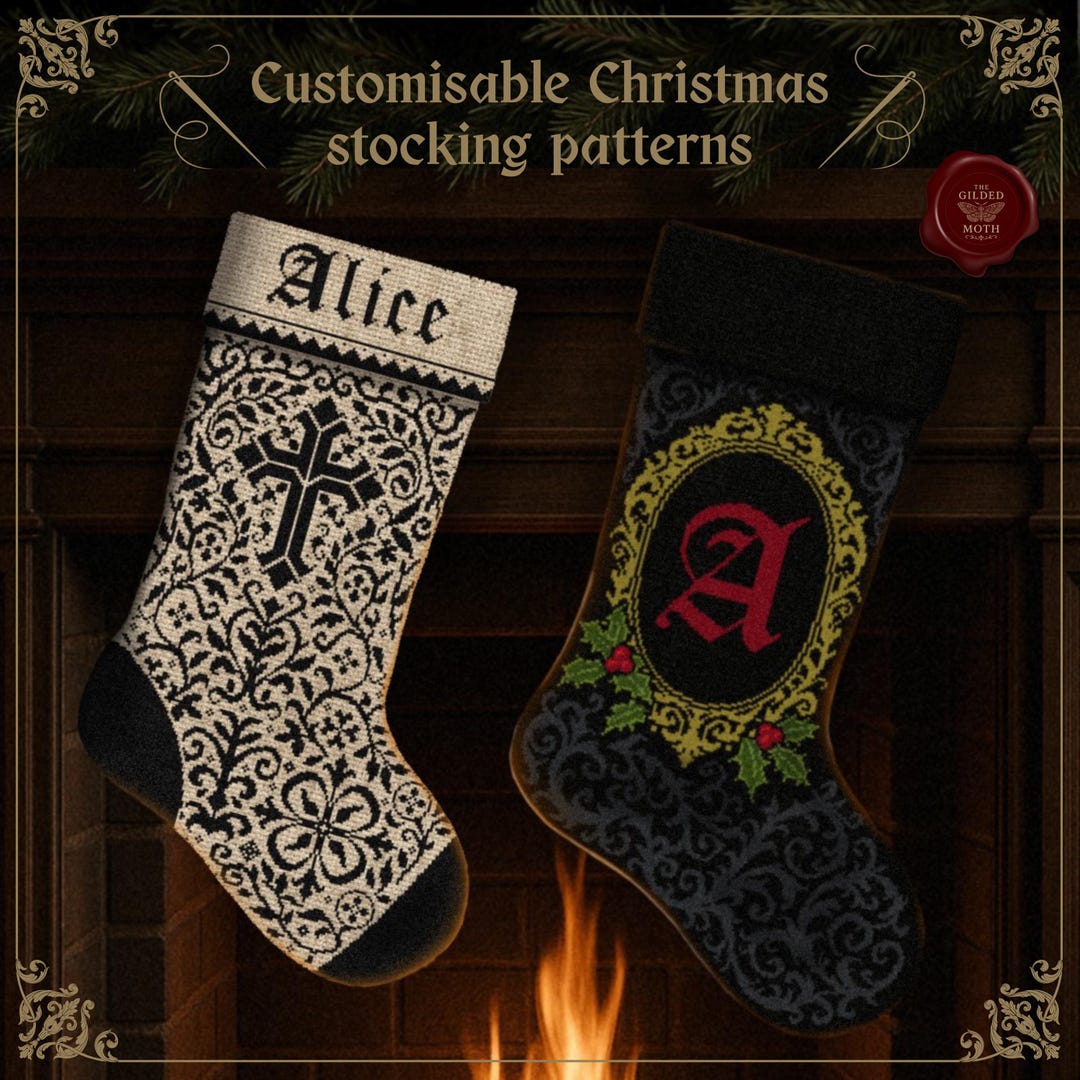 Gothic Christmas Stocking Counted Cross Stitch Pattern • Medieval ...