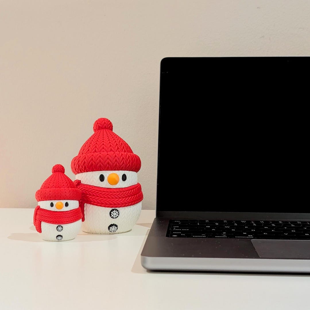 Snowman Figurine 3D Printed With Knitted Texture Beanie and Scarf ...