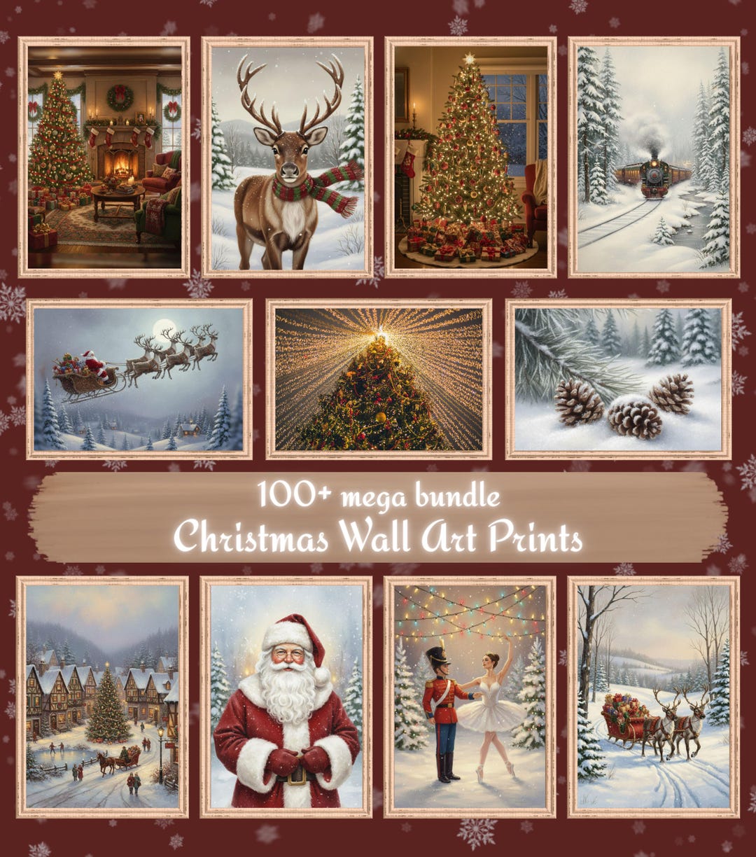 Printable Christmas Decor Pack + 100 Vintage and Aesthetic Prints ...