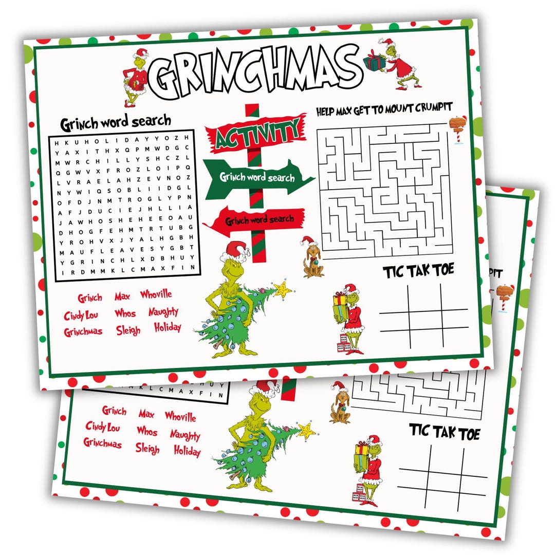 Grinch Activity Page | Printable Christmas Holiday Activities for Kids ...