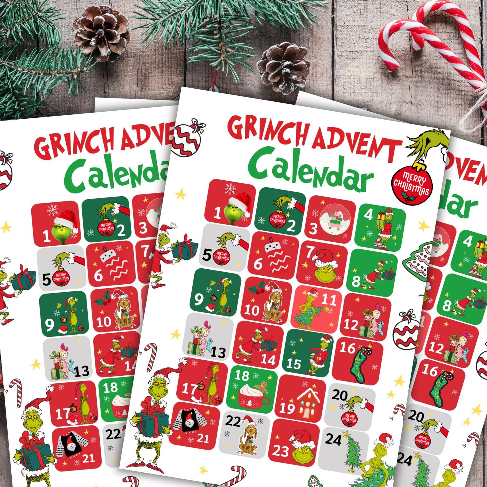 Grinch Christmas Advent Calendar, Grinchmas, Grinch Calendar, Grinch ...