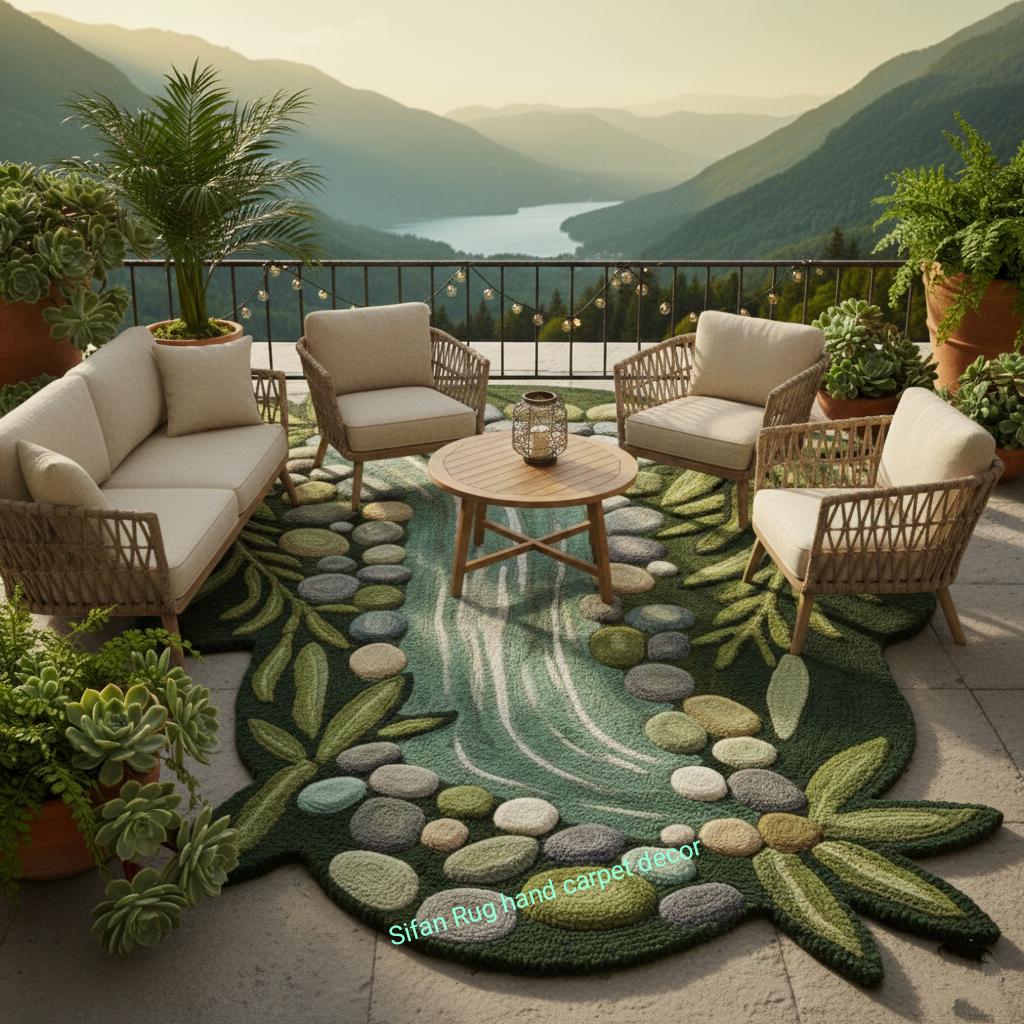 Giftszen River Hand-tufted Area Rug | Green Stone & Moss Carpet - Etsy