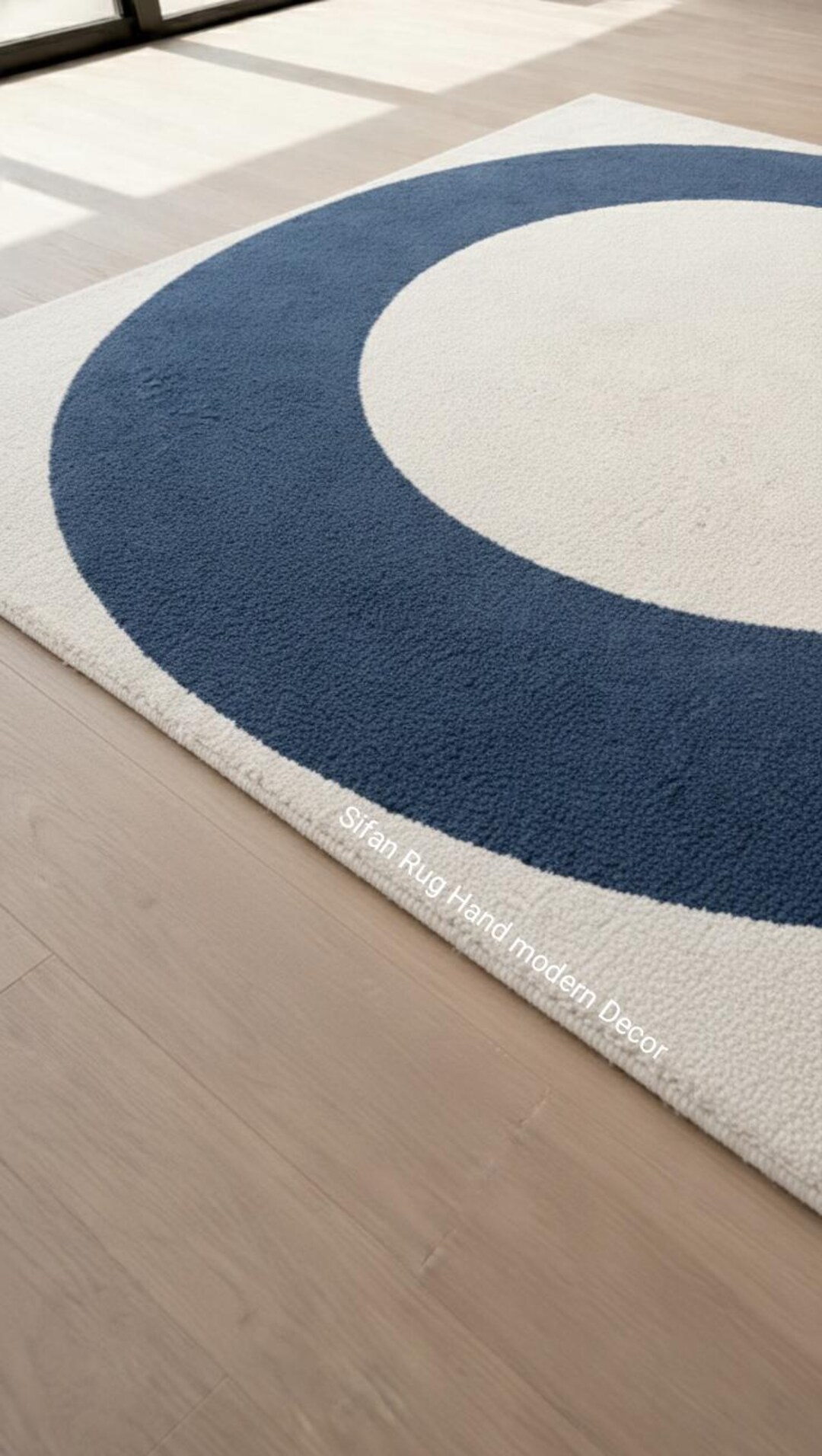Giftsminimalist Blue Circle Wool Rug Hand Tufted Modernist Decor Custom ...