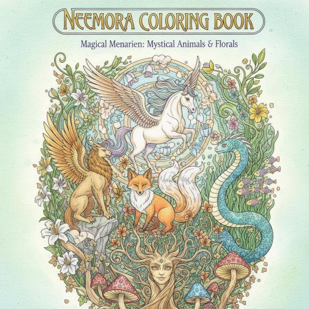 Mystical Animals Coloring Book: 20 Floral Pages (printable PDF) - Etsy