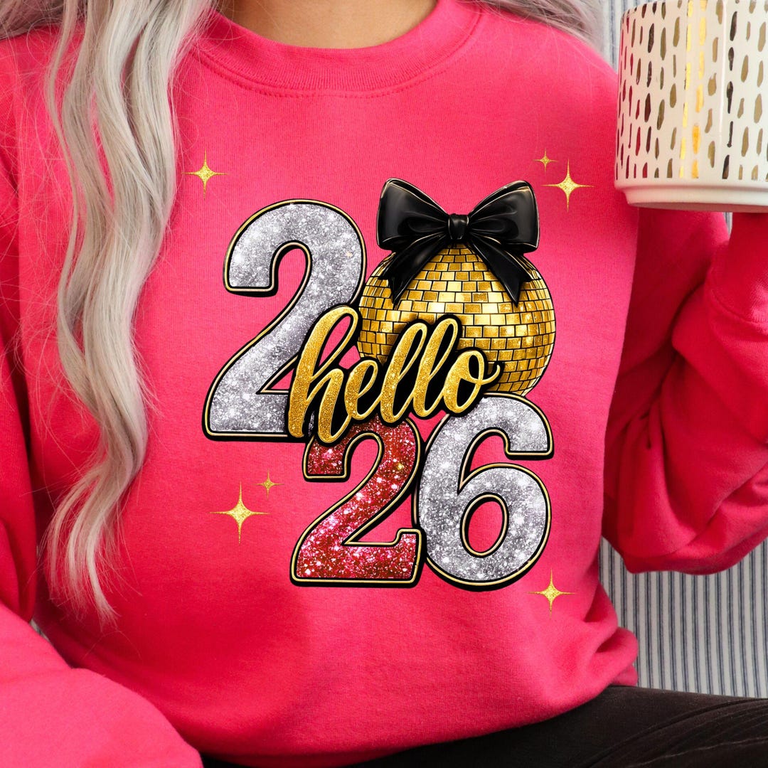 Hello 26 New Year PNG Bundle | Retro Party Glitter 26| Disco Ball ...