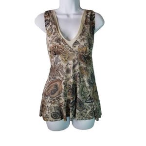 Vtg 90s Y2k Mesh Paisley Cross Front Sleeveless Tank Top Vintage 1990s ...