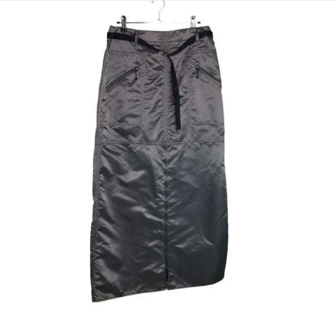 Vtg Y2k Parachute Rave Grunge Festival Club Silver Zip Long Midi Nylon ...